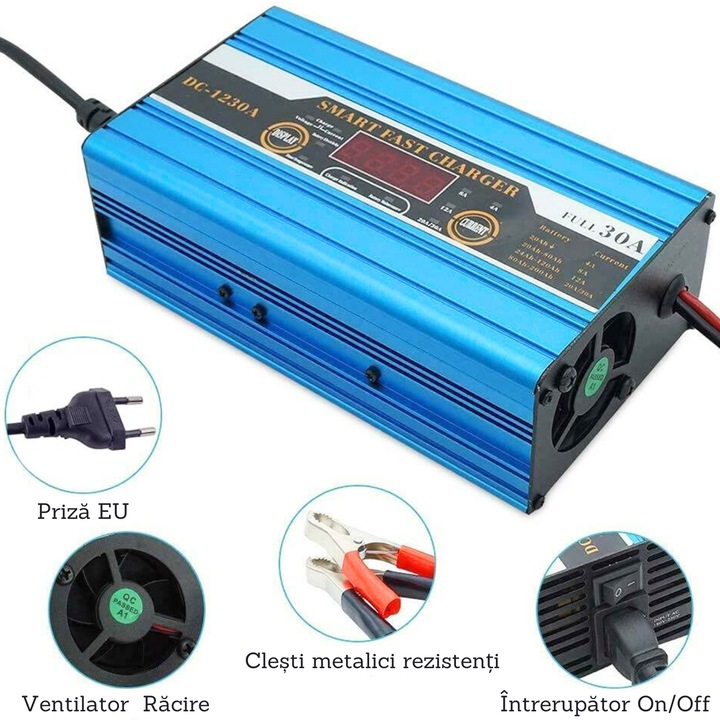 Redresor auto inteligent 12V - 30A, diZZen®, incarcare rapida in 3 faze ...