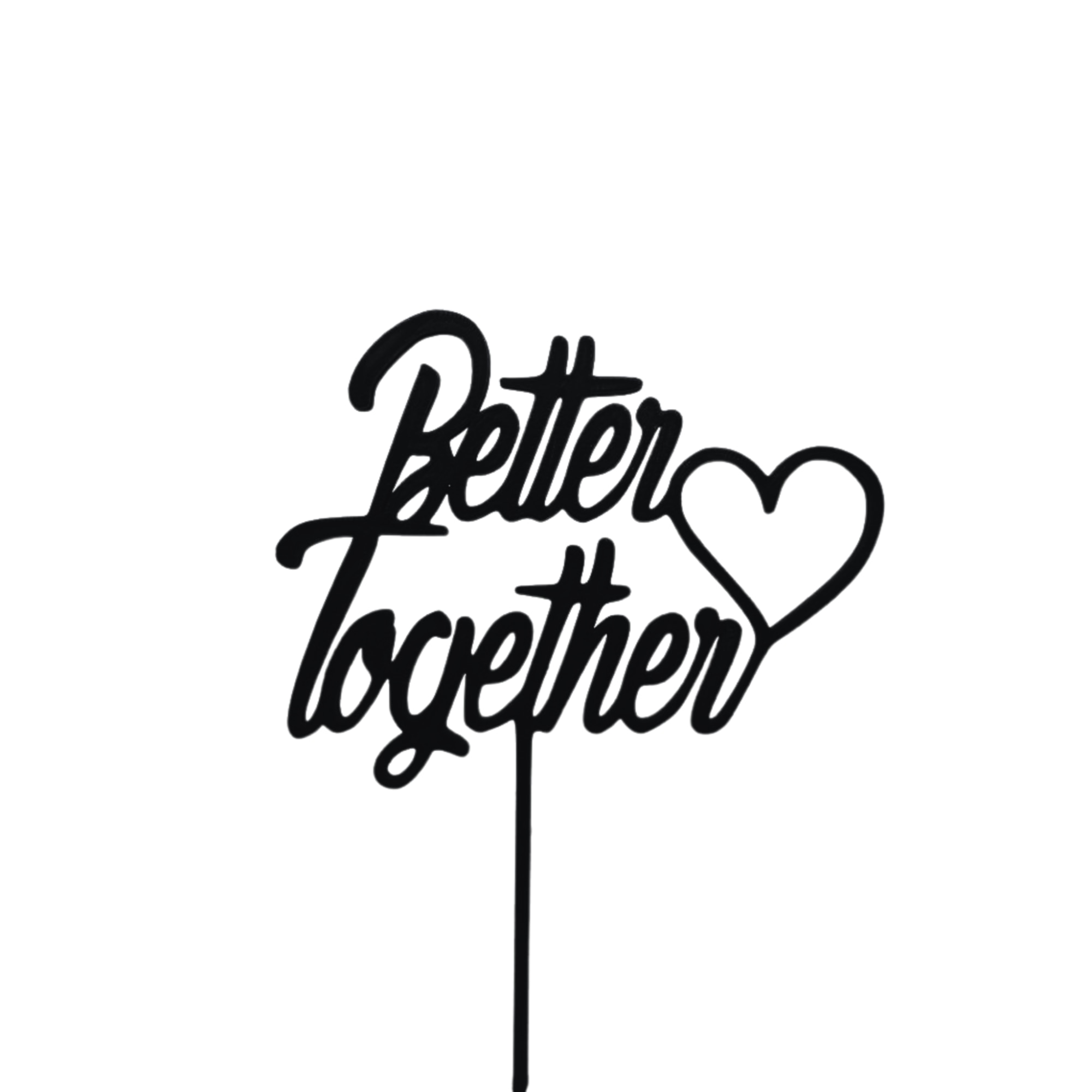 Decoratiune topper, "Better together", aniversare, 18,5 x 13 cm negru ...
