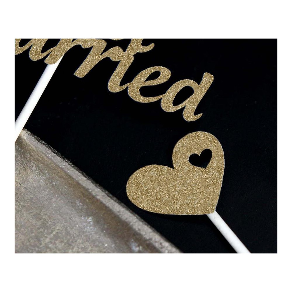 Set 5 toppere decorative pentru tort sau prajituri model just married ...