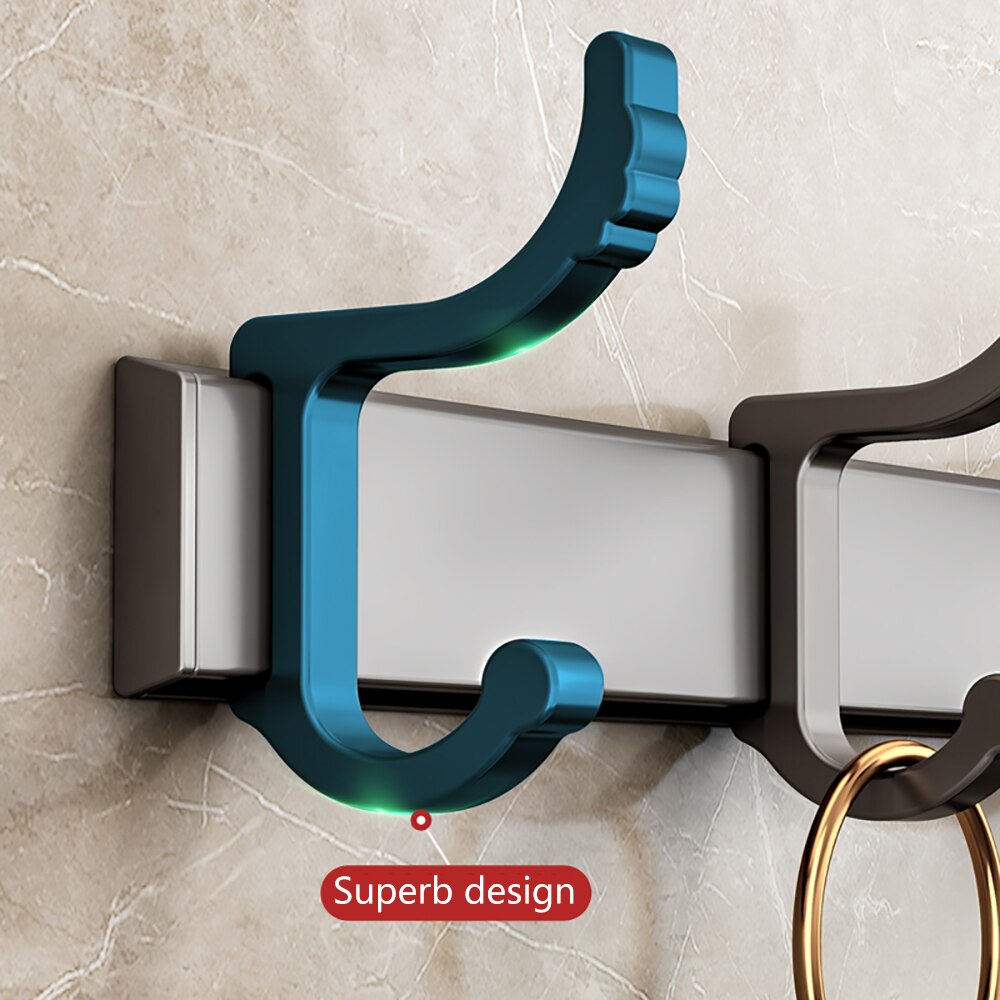 Suport din Aluminiu pentru Prosoape si Paltoane, 5 Carlige Mobile, Fara ...