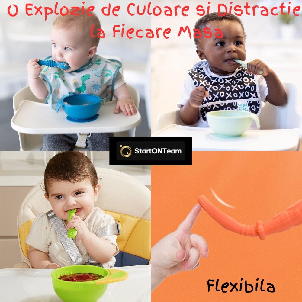 Set 2 Pre Lingurite Bebelusi StartONTeam™ pentru Hranire si ...