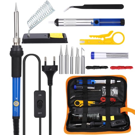 Kit pistol de lipit 60W, BYONDSELF®, Temperatura reglabila (200-450°C), 5 varfuri, Pompa de ...