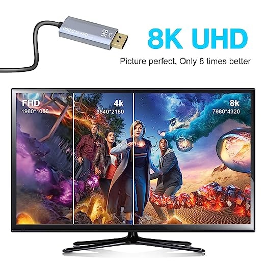 HDMI към DisplayPort 8K висококачествен видео кабел, JENUOS®, TYPE-C-DP, поддържа 8K/5K/4K 120Hz ...