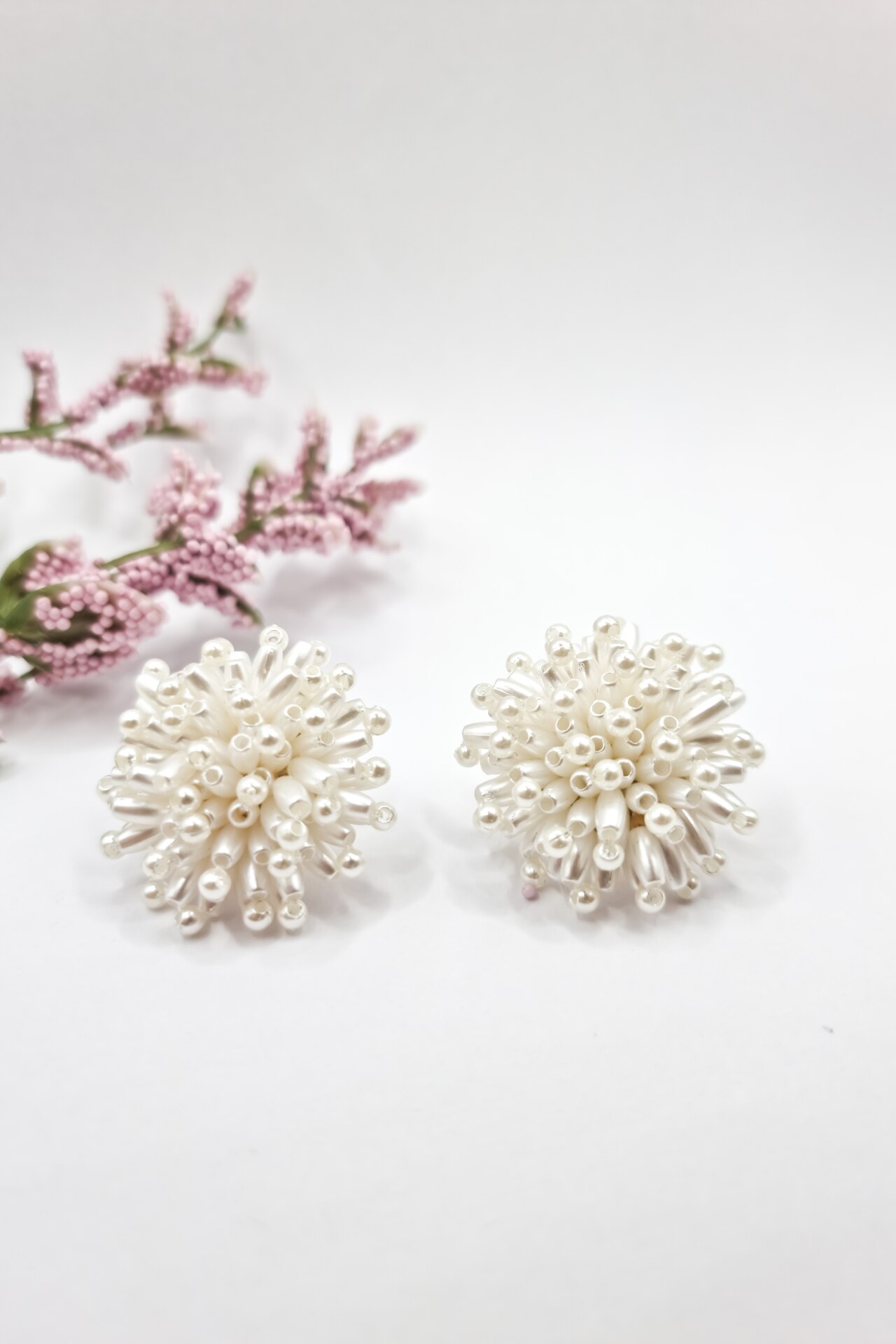 Cercei Stud, albi, din perle mici, rotunzi - eMAG.ro