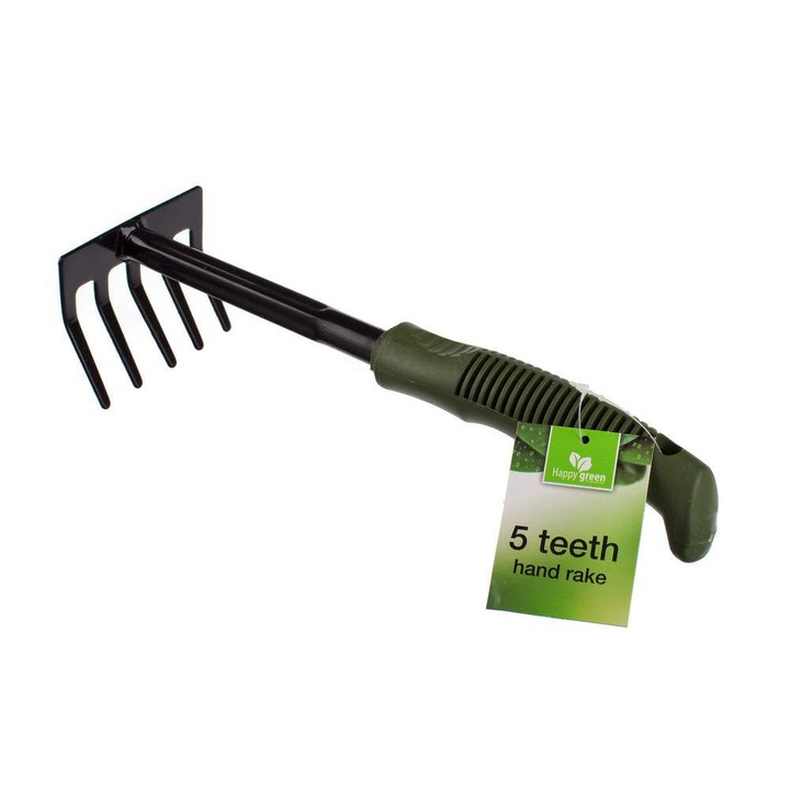 Grebla mica de gradina cu maner din cauciuc si dinti din otel - eMAG.ro