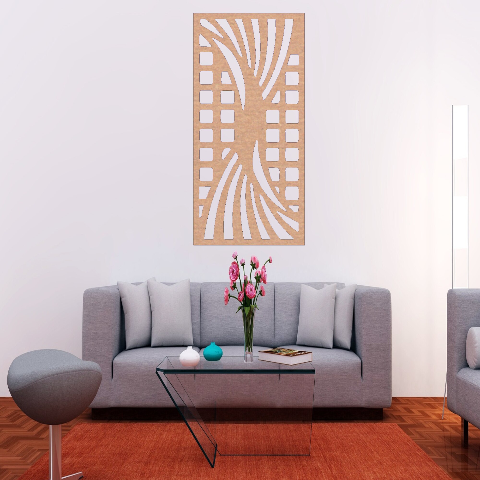 Panou decorativ traforat Mdf natur, Mos176,100 x 48 cm, 6 mm - eMAG.ro