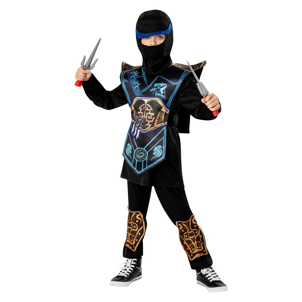 Costum ninja razboinic cu accesorii pentru baieti, 7-8 ani 128 cm - eMAG.ro