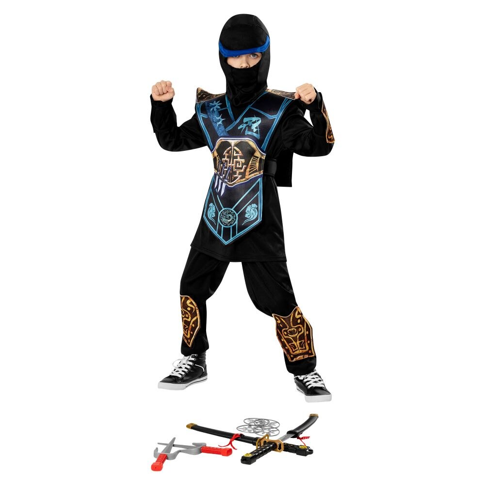 Costum ninja razboinic cu accesorii pentru baieti, 7-8 ani 128 cm - eMAG.ro