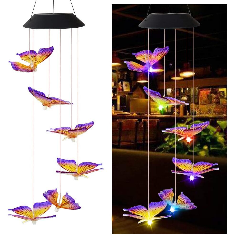 Decoratiune cu 6 fluturi incarcare solara si jocuri de lumini pentru ...