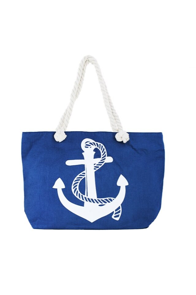 Geanta de plaja, model ancora, Syamag, 55x35 cm - eMAG.ro