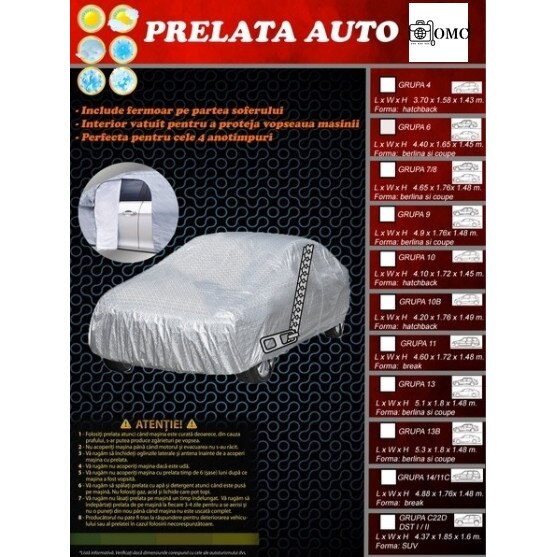 Prelata auto grupa c22d delux compatibil Duster I si II 4.37×1.85×1.6m ...