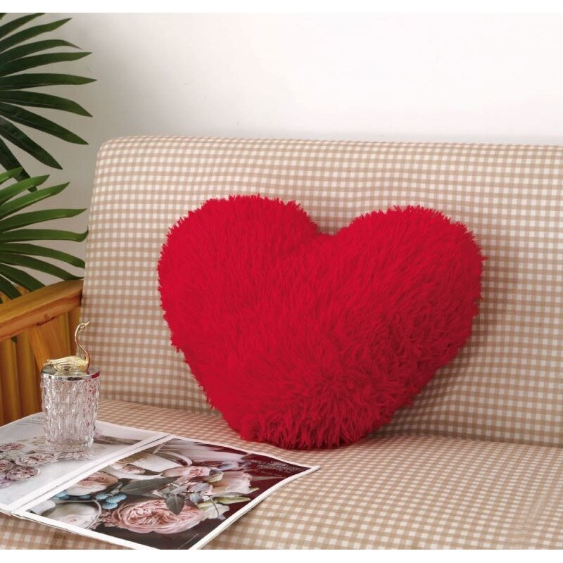 Perna decorativa Fluffy, forma Inima, Jojo Home, 40x30x10cm, Rosu - eMAG.ro