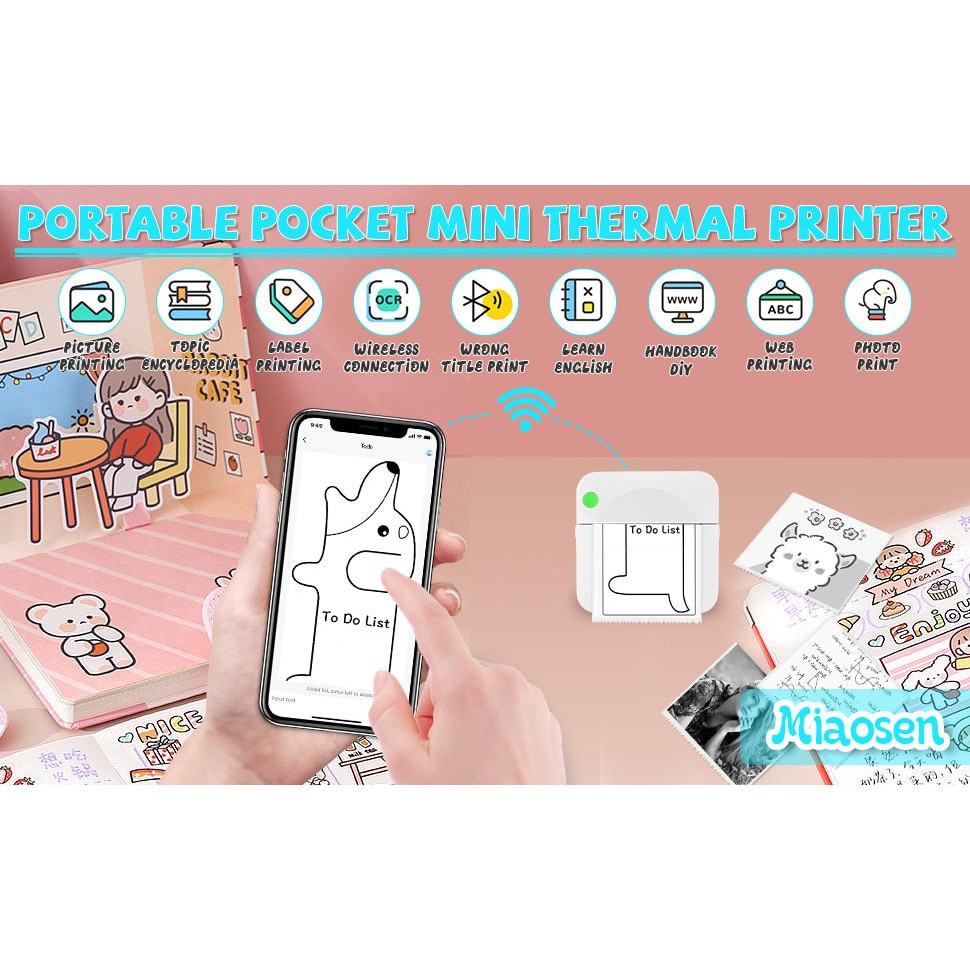 Set mini imprimanta termica, Smart Pulse, Bluetooth, iOS/Android ...