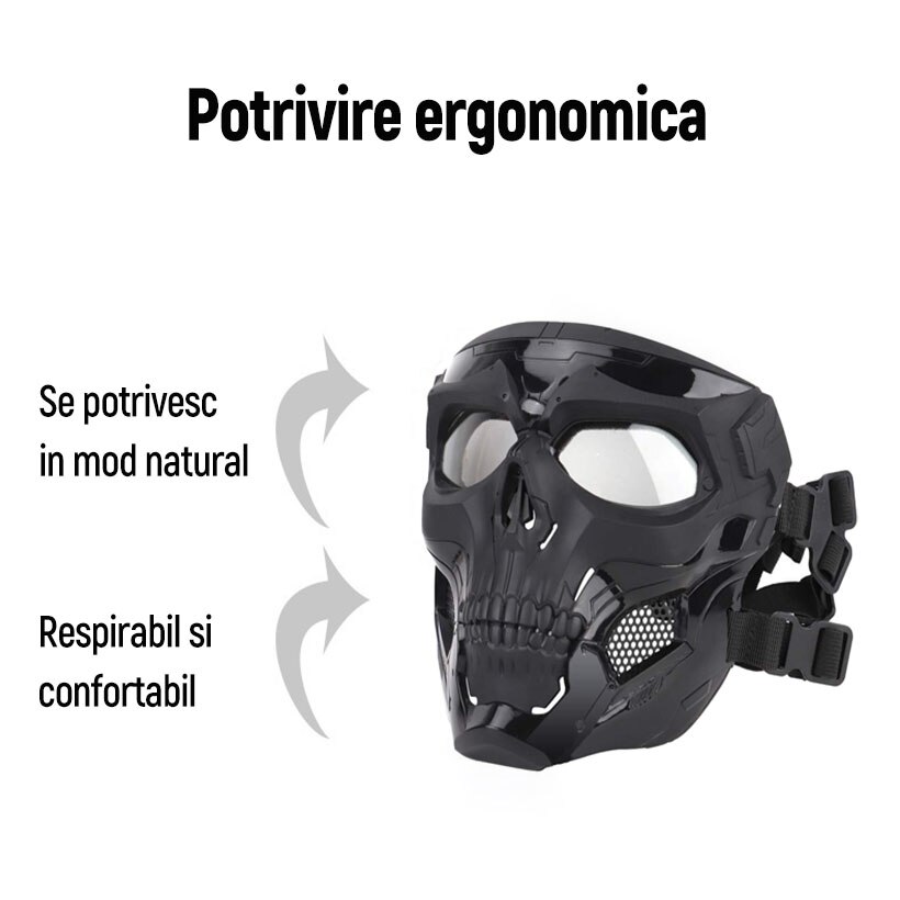Masca de protectie tactica, Vaxiuja, Forma de craniu, Reglabila ...