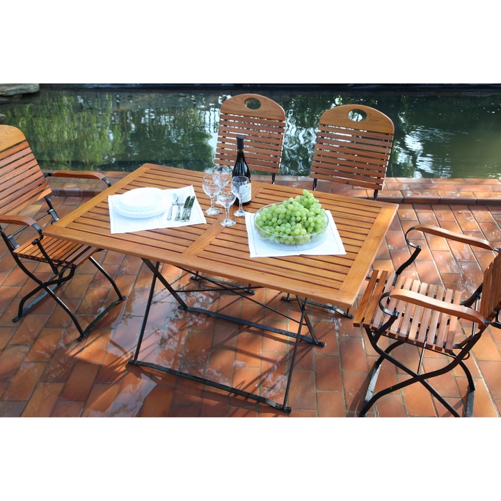 Scaun de gradina Feromet Ancona din metal si lemn salcam - eMAG.ro