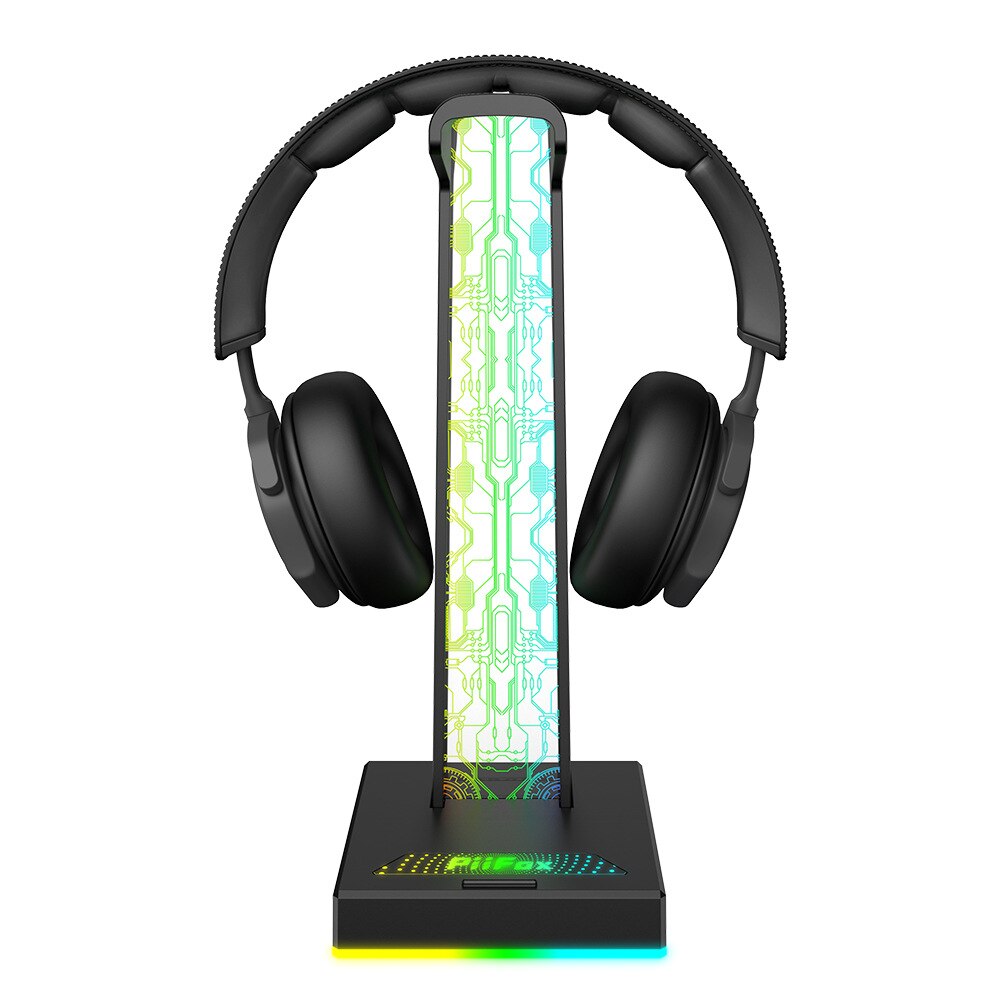 Stand pentru Casti de Gaming cu iluminare RGB, 2 Porturi USB, Mufa Aux ...
