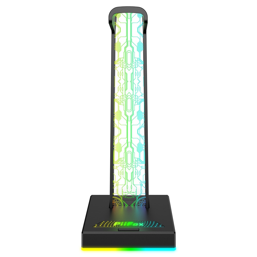 Stand pentru Casti de Gaming cu iluminare RGB, 2 Porturi USB, Mufa Aux ...