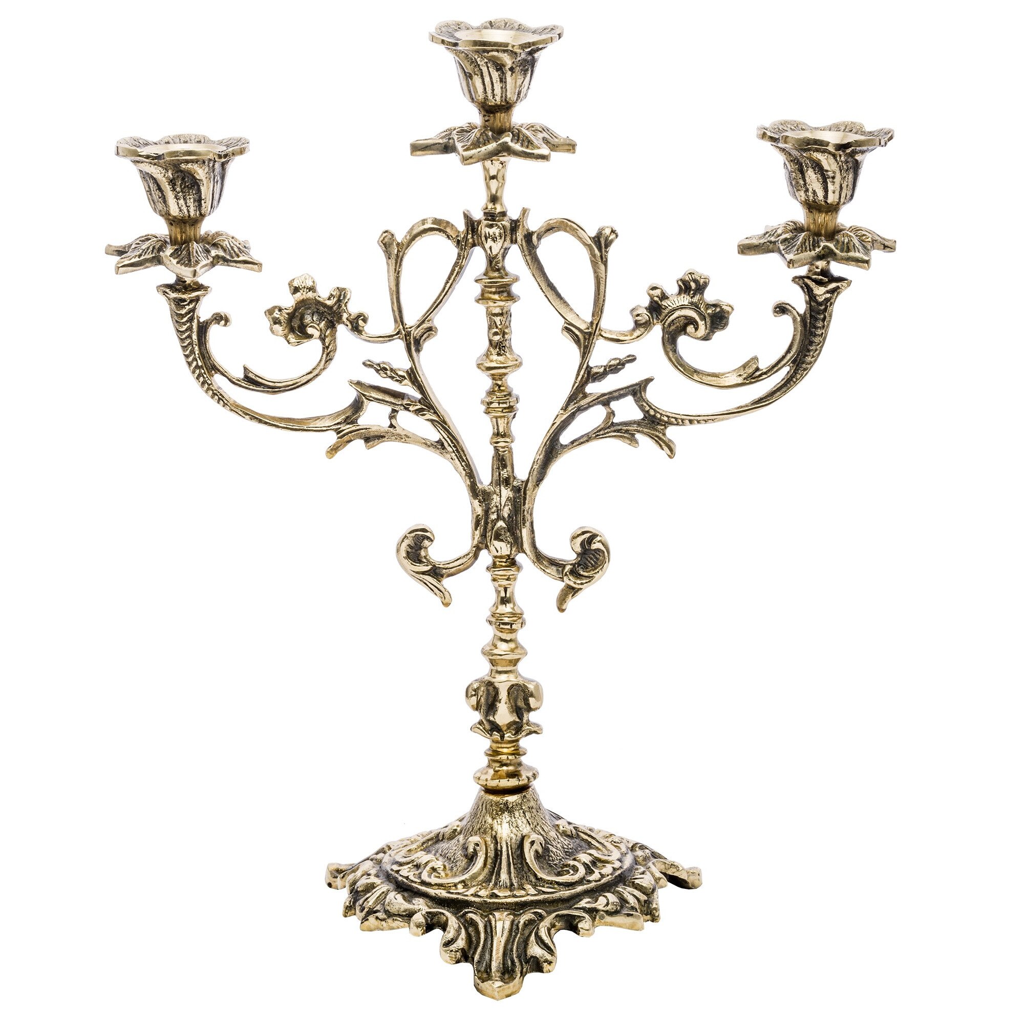 Sfesnic metalic 3 brate, auriu antichizat, 30x24x14 cm - eMAG.ro