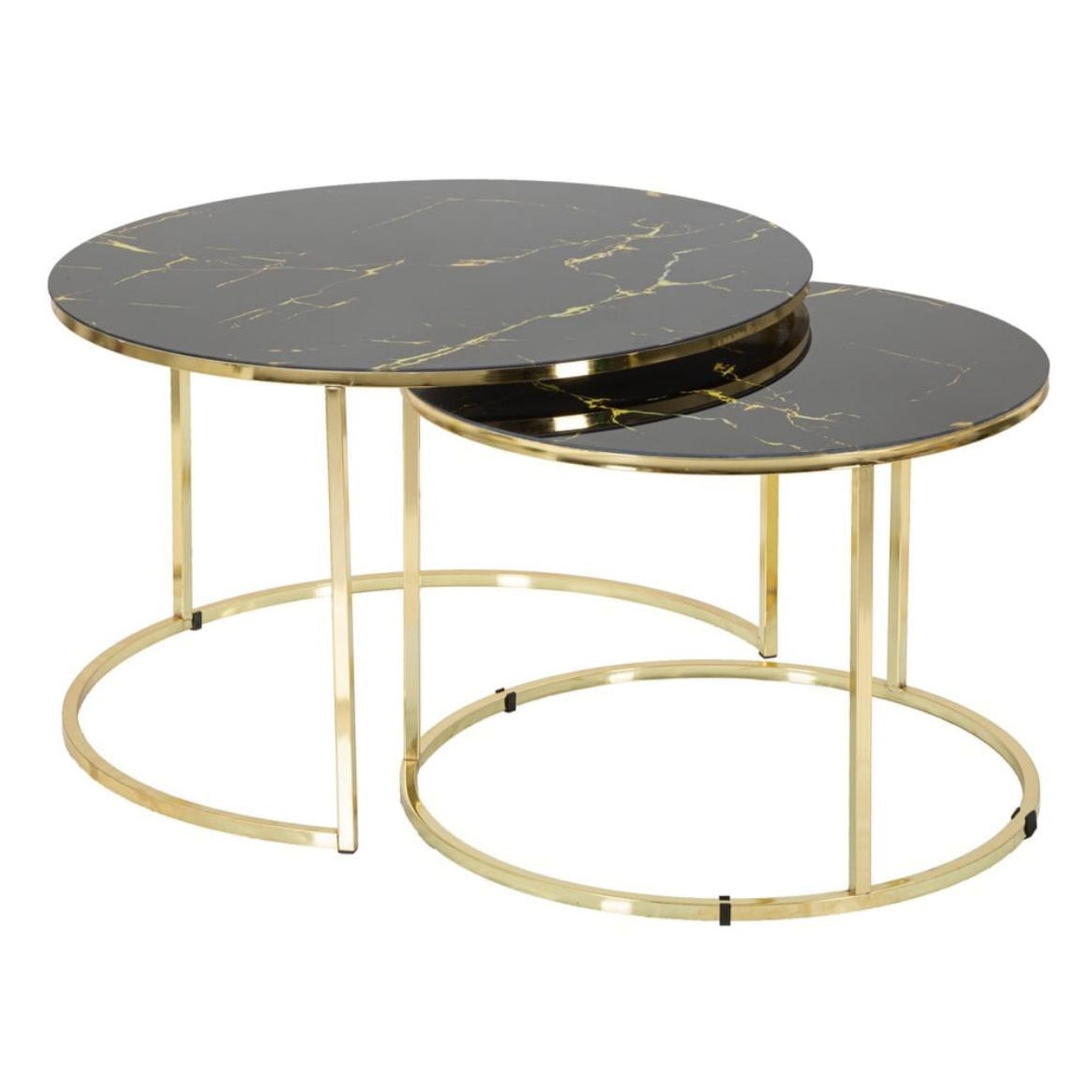 Masuta living, 2 piese, gold, diametru 80 cm - eMAG.ro