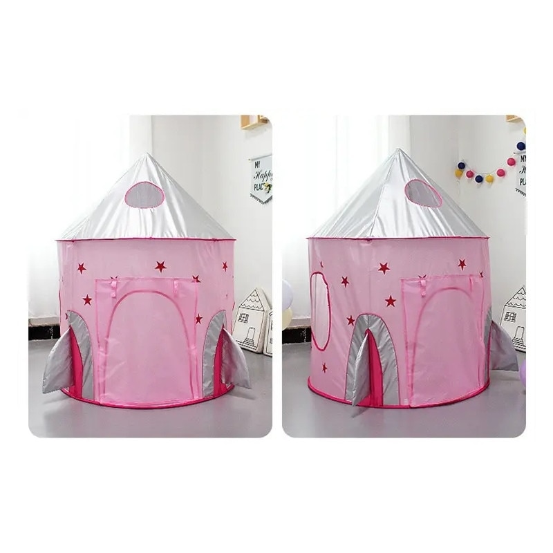 Set cort de joaca pentru copii 3 in 1 in forma de racheta AliBibi roz ...