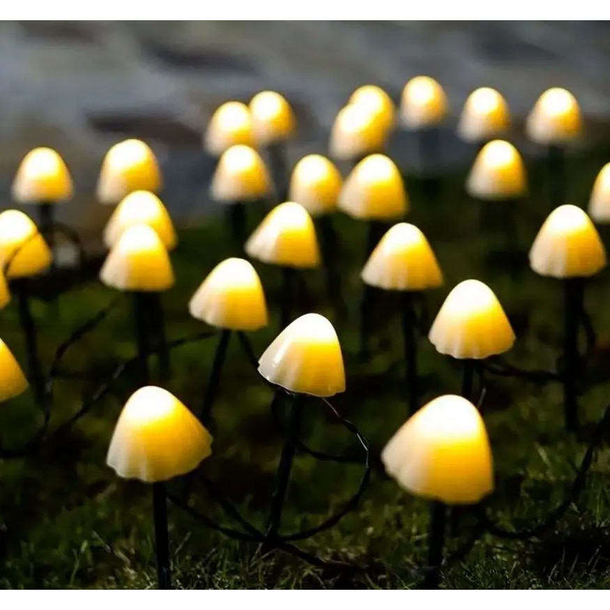 Lumini solare pentru gradina BZRSH, forma ciuperca, 30 LED, 6 metri ...