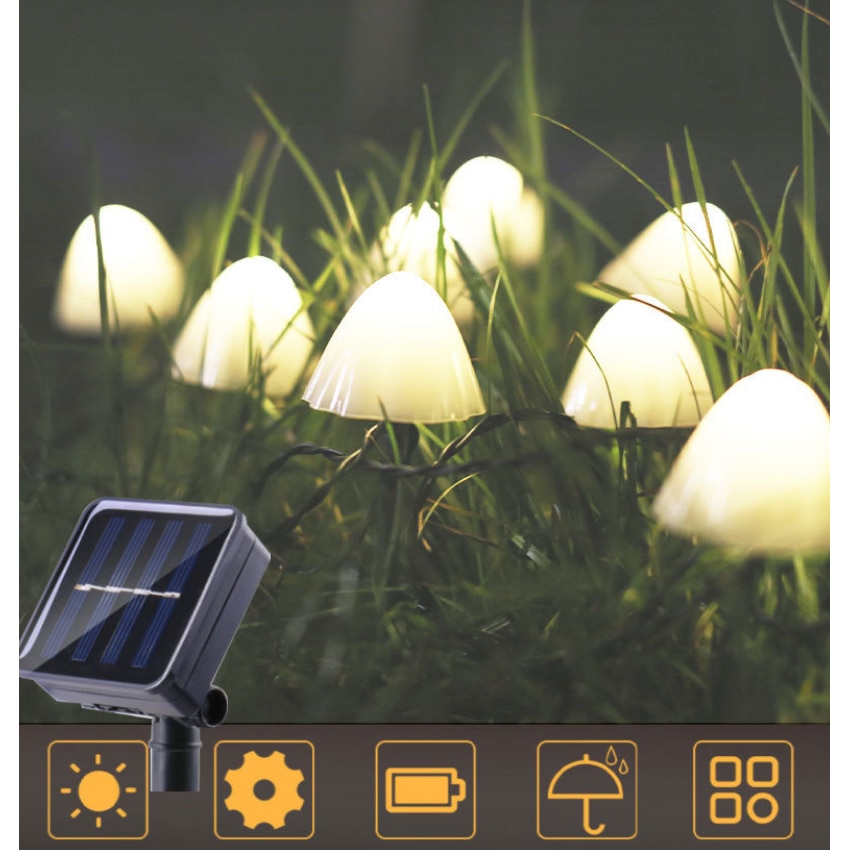 Lumini solare pentru gradina BZRSH, forma ciuperca, 30 LED, 6 metri ...