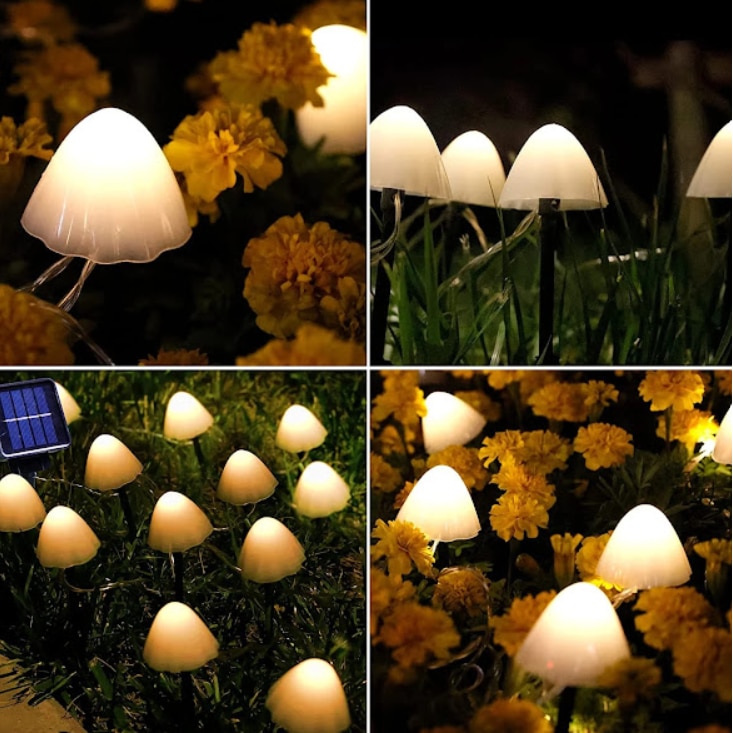 Lumini solare pentru gradina BZRSH, forma ciuperca, 30 LED, 6 metri ...