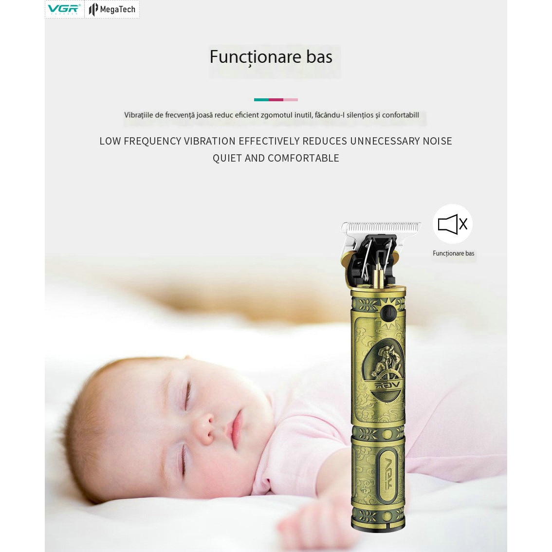 Masina de tuns si ras VGR V-085, lame inox, Operare 360 min, 3 Piepteni ajustare lungime - eMAG.ro