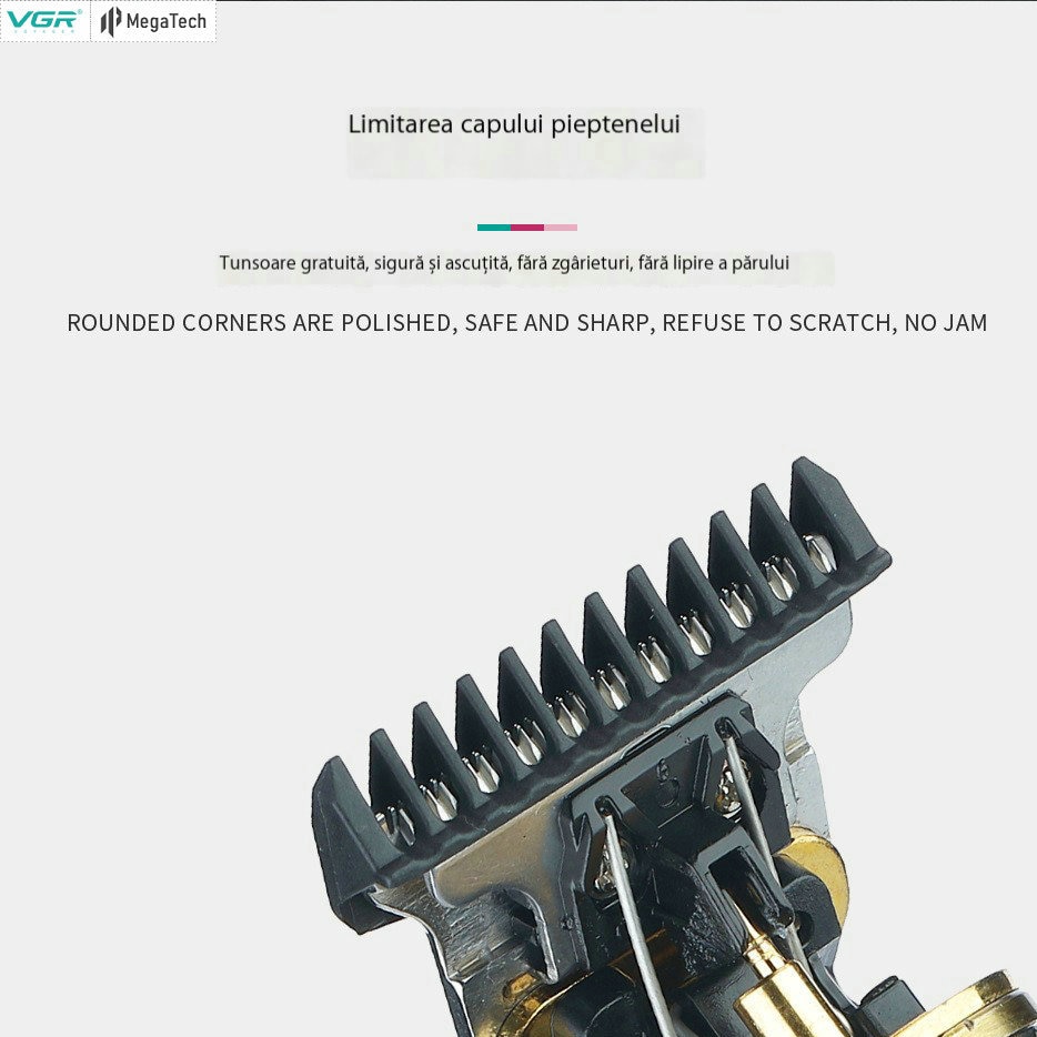 Masina de tuns si ras VGR V-085, lame inox, Operare 360 min, 3 Piepteni ajustare lungime - eMAG.ro
