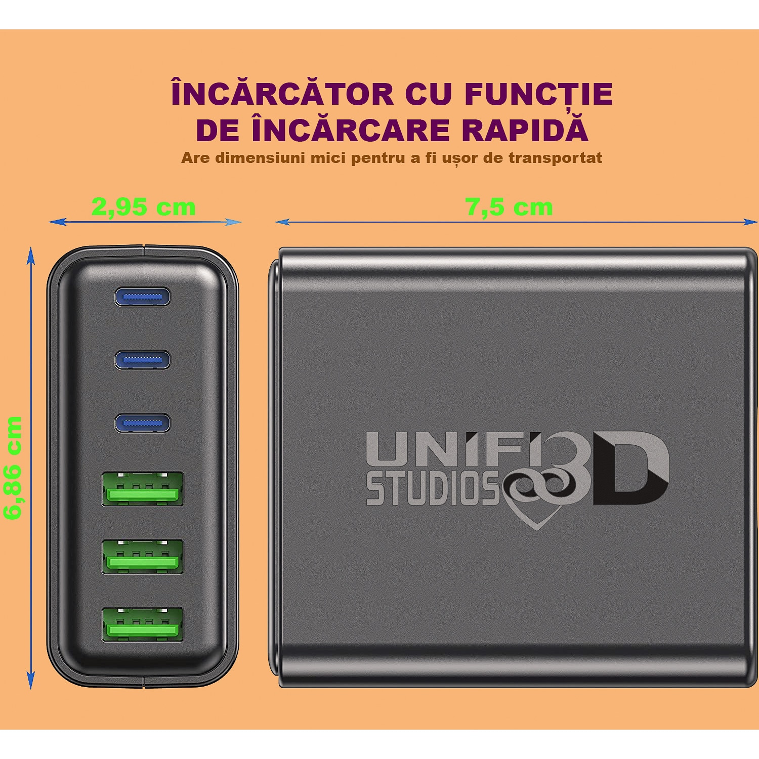 Incarcator USB C de 96W cu functie de incarcare rapida, statie de ...