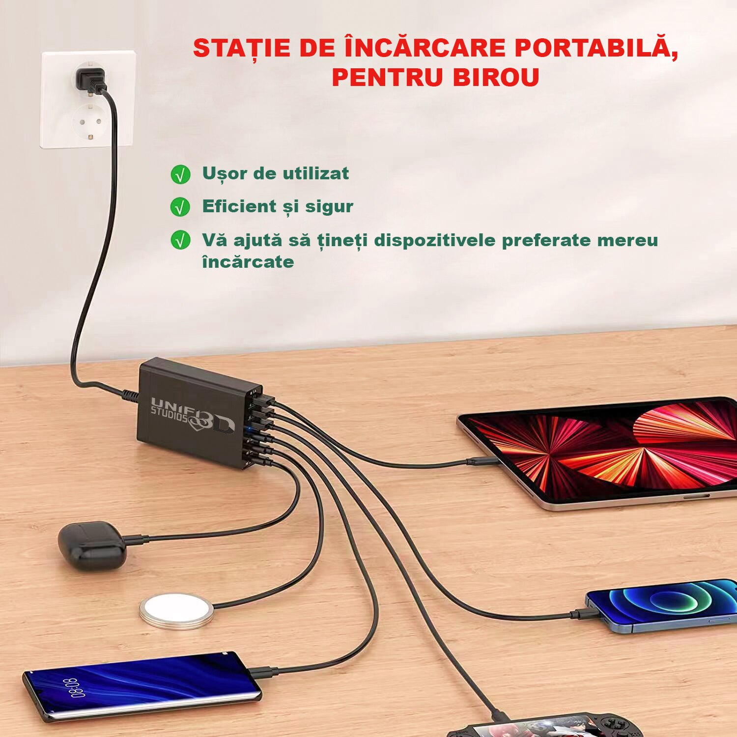 Incarcator USB C de 96W cu functie de incarcare rapida, statie de ...