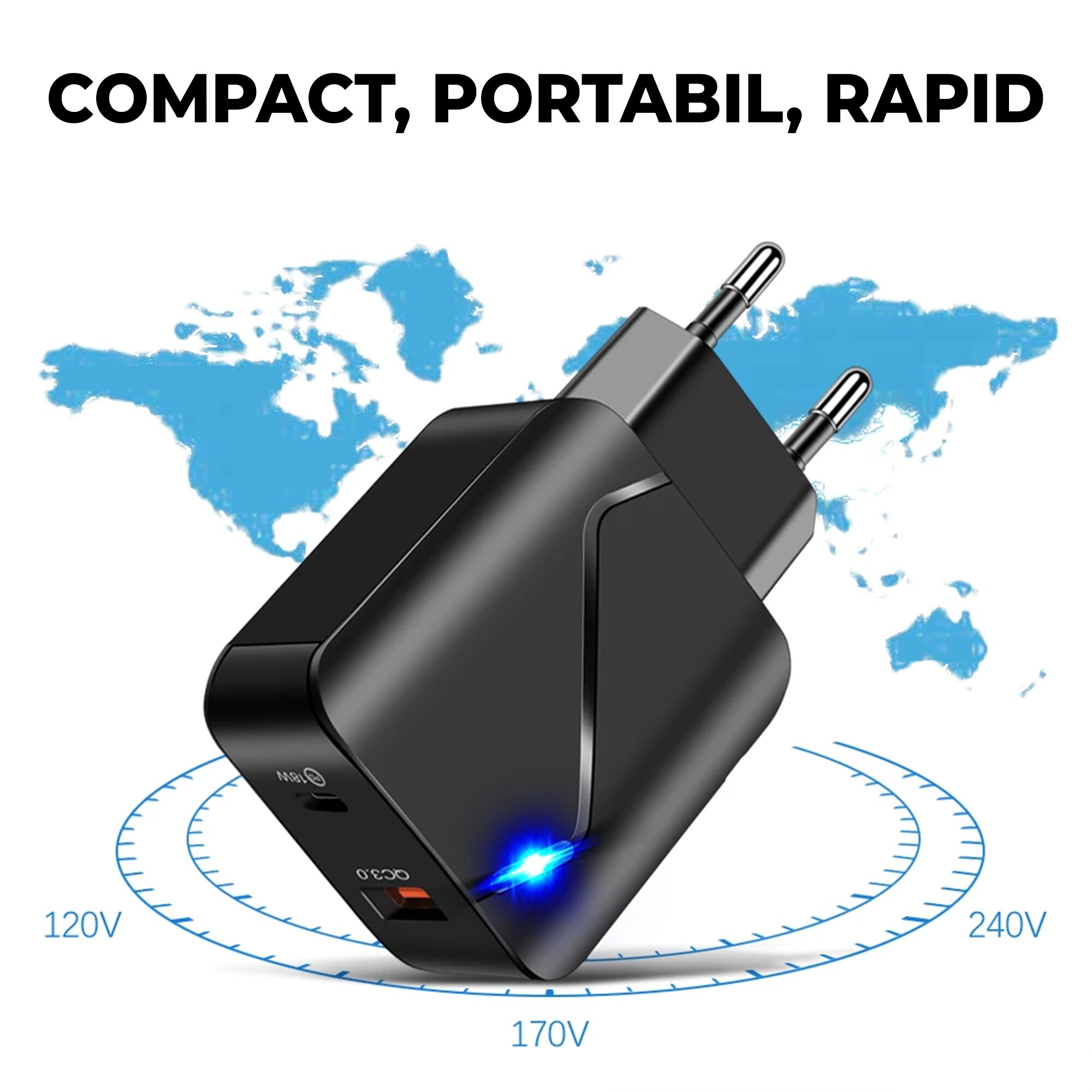 Incarcator Retea Timebox, 2 porturi, 20W Fast Charge - USB 18 W ...