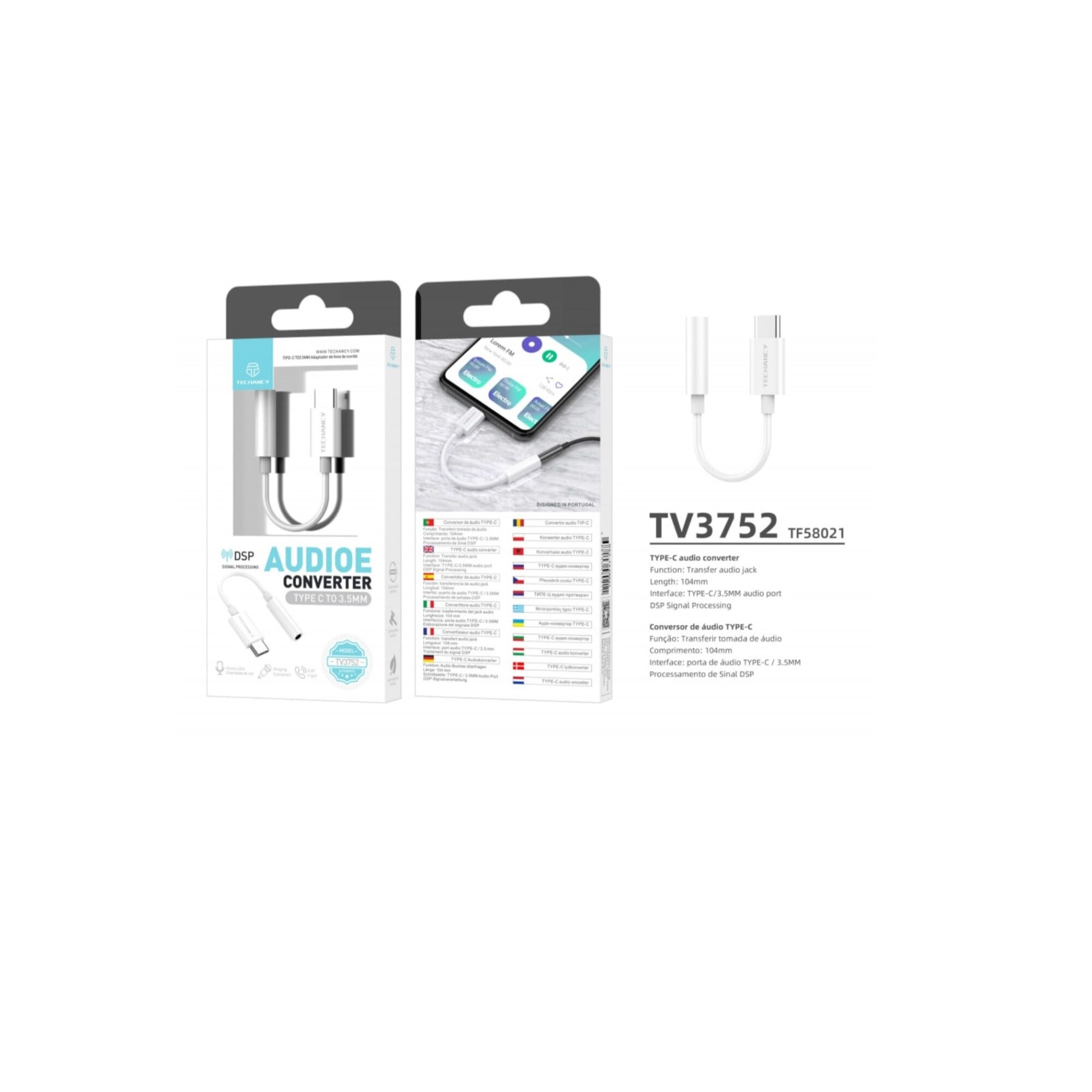 Adaptor Cablu Audio USB Type-C la mufa Jack 3.5 mm mama, AKS75, alb ...