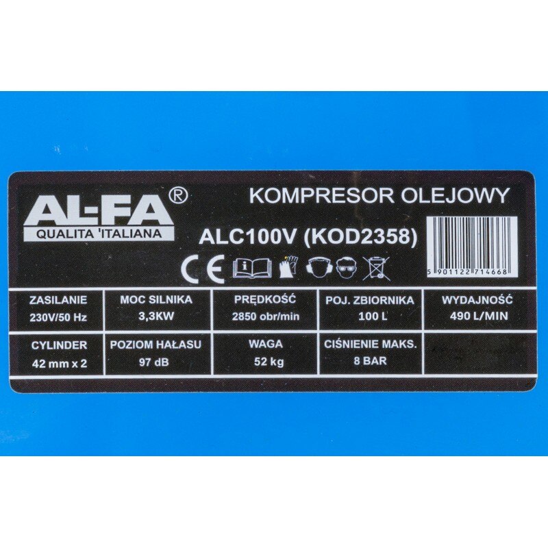 Compresor aer comprimat 100L 4.5CP 490L min 8 bar (ALC100V) - eMAG.ro