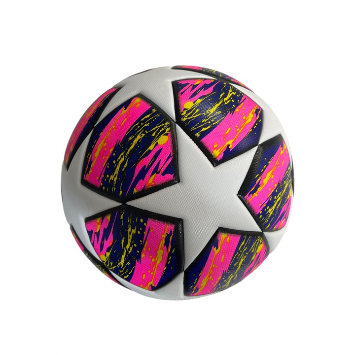 Minge fotbal piele, marimea 5, alb cu roz - eMAG.ro