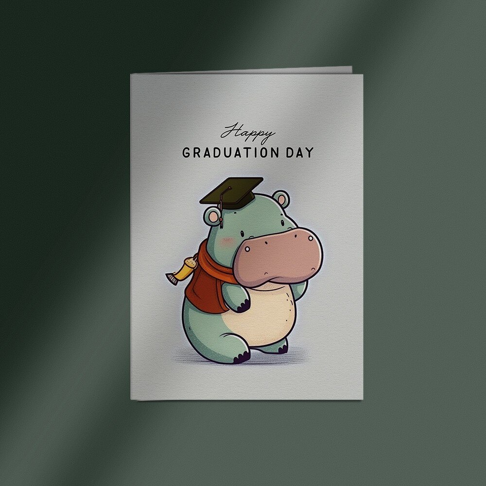 Felicitare Absolvire Hippo Graduation Student, Zizula Cards, 105 X 150 ...