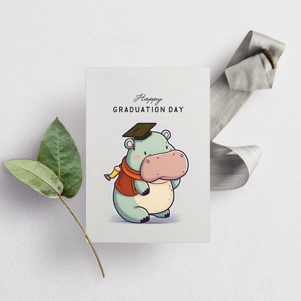 Felicitare Absolvire Hippo Graduation Student, Zizula Cards, 105 X 150 ...