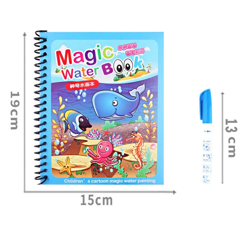 Set 6 carti de colorat cu apa, Magic water Book, reutilizabile, 24 ...