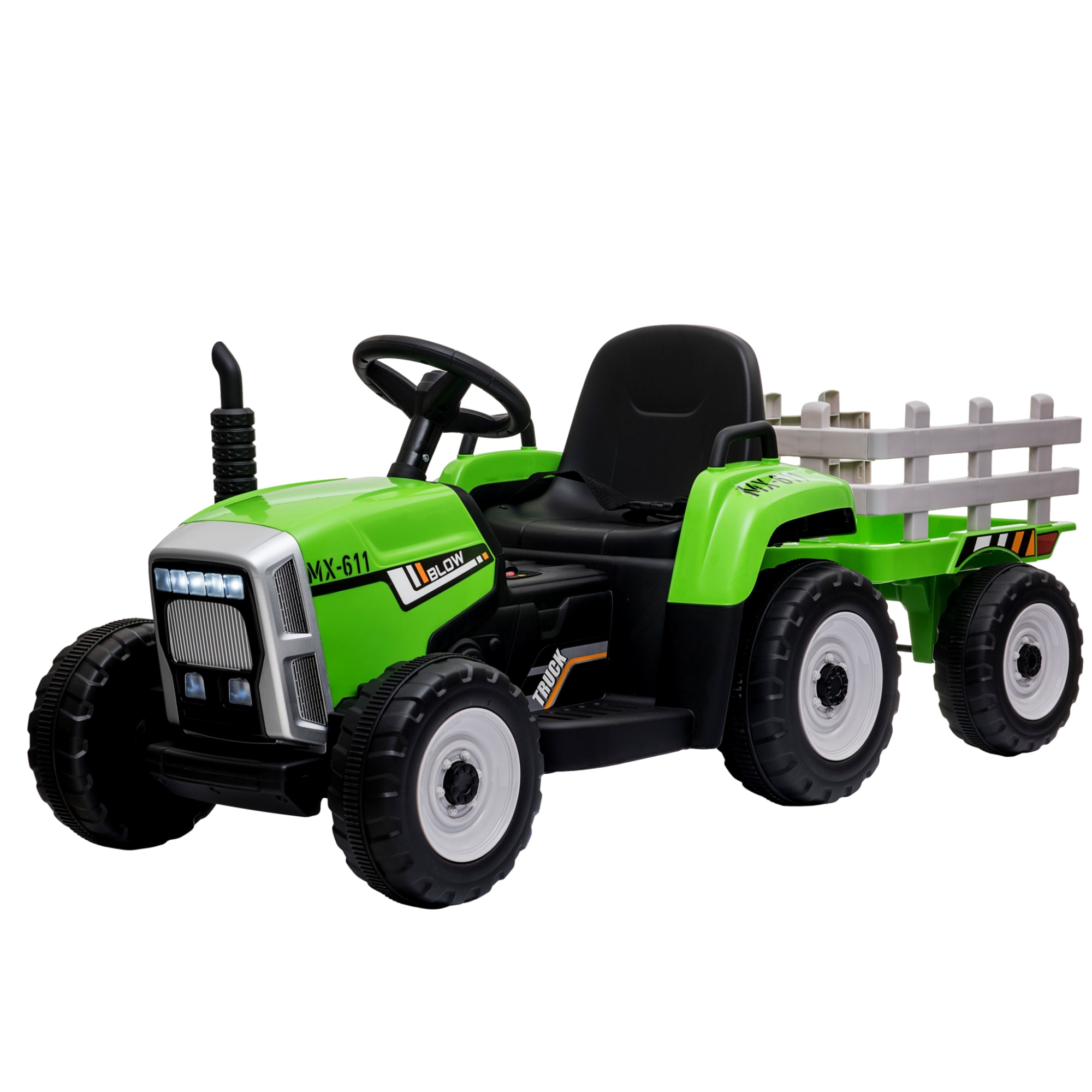 Tractor electric pentru copii Manini 12V4.5AH, 2 motoare 25W, Verde ...