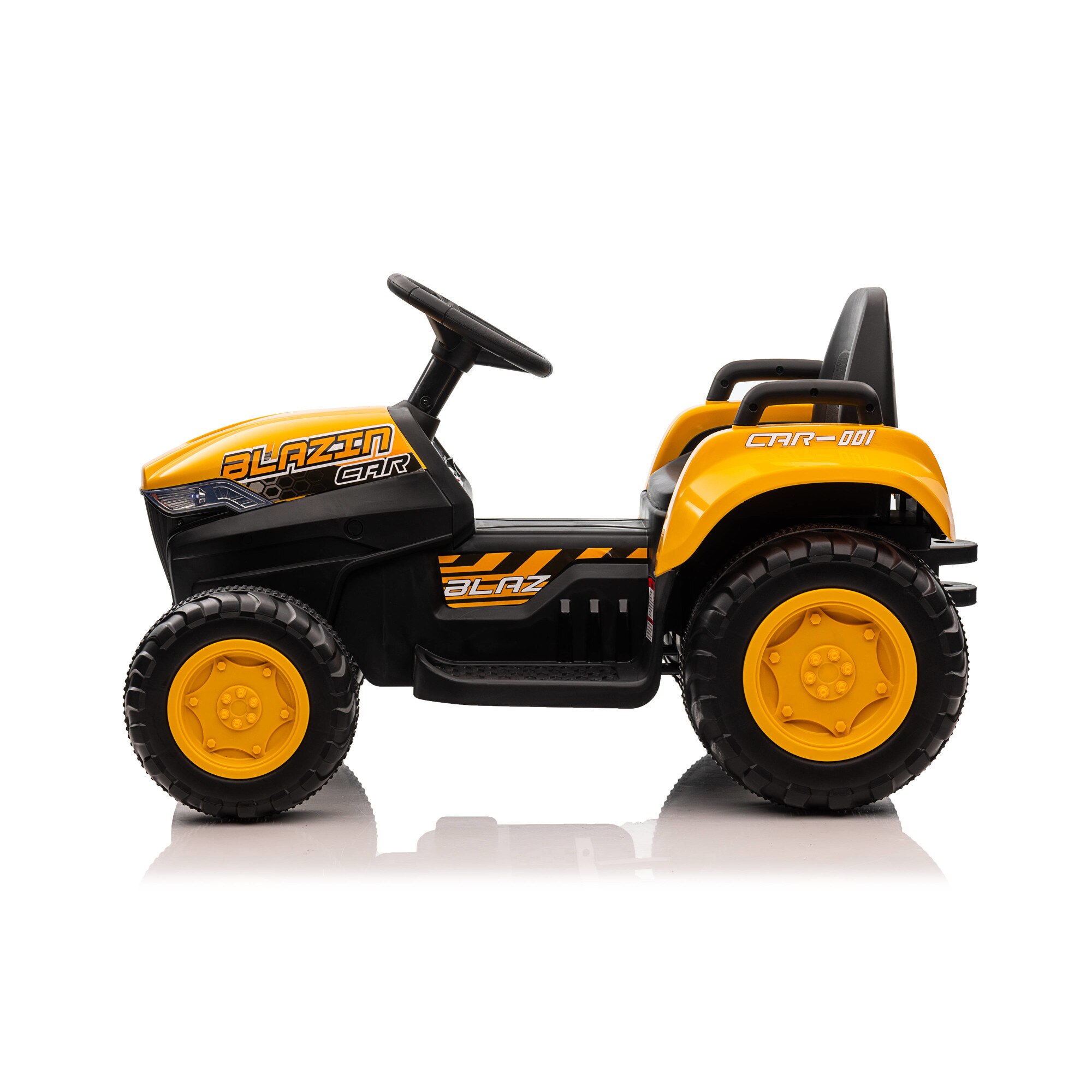 Tractor electric pentru copii Manini 12V4.5AH, 2 motoare 30W, Galben ...