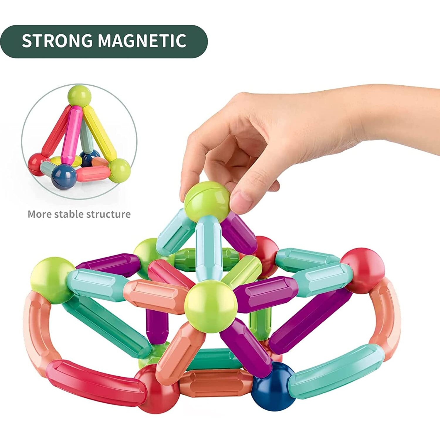 Joc STEM de constructii, 46 piese Magnetic Sticks - eMAG.ro
