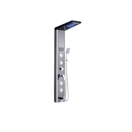 Panel de dus multifunctional cu LED, negru-nichel, ecran de temperatura ...