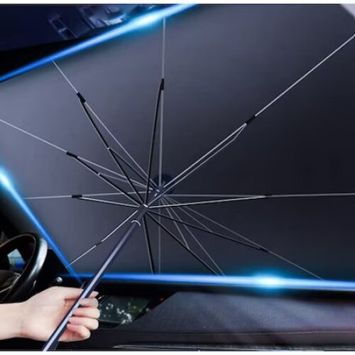 Parasolar Auto Pliabil pentru Masina, Tip Umbrela, Rezistent UV, 130 x ...