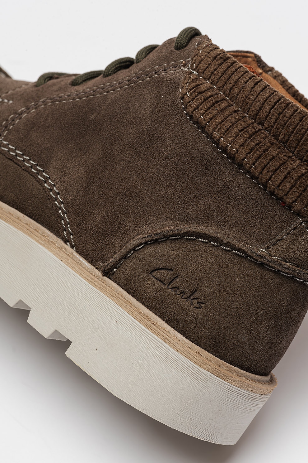 Clarks, Ghete de piele intoarsa si material textil Barnes, Verde ...