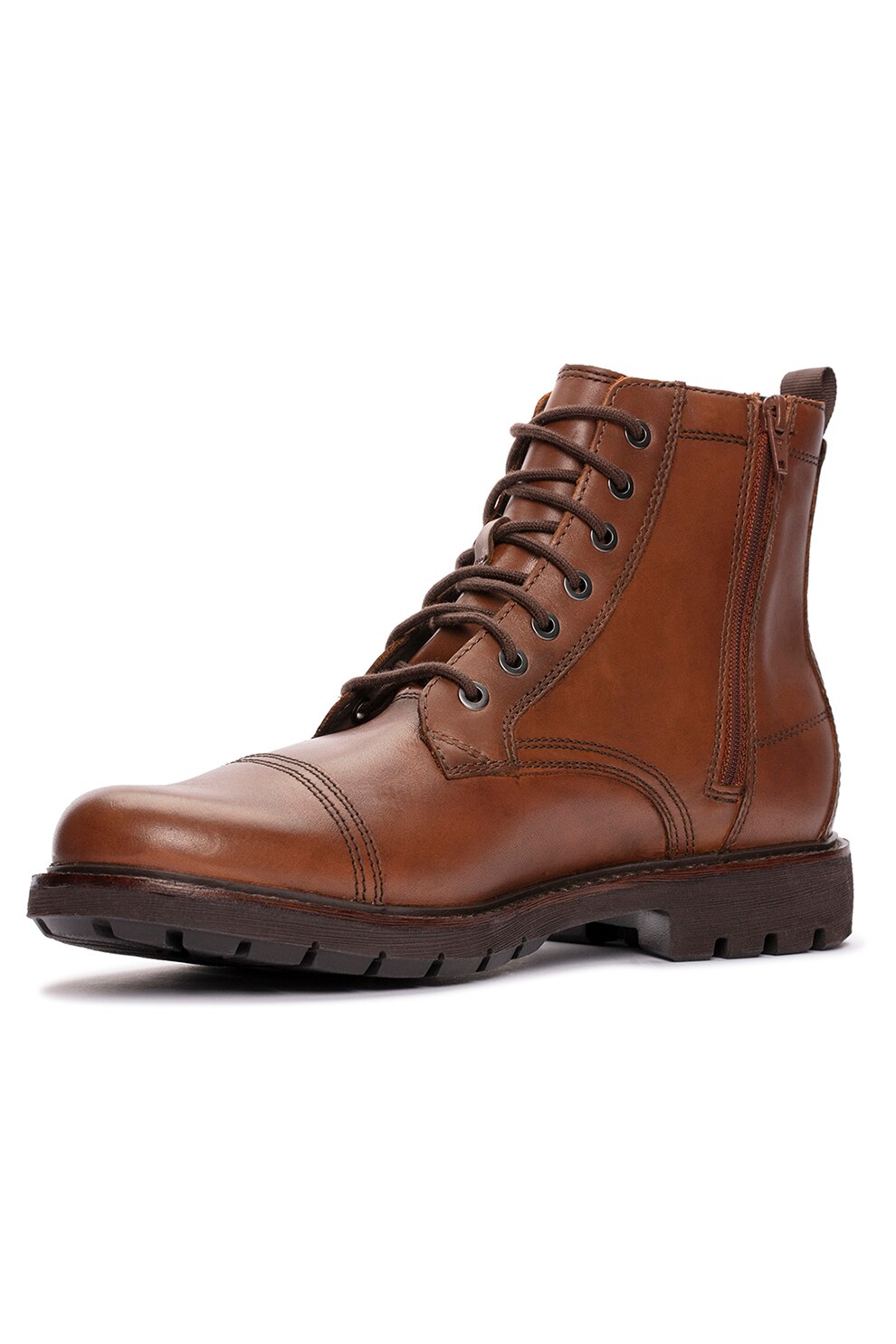 Clarks, Кожени боти Batcombe, Коняк кафяв, 8 - eMAG.bg