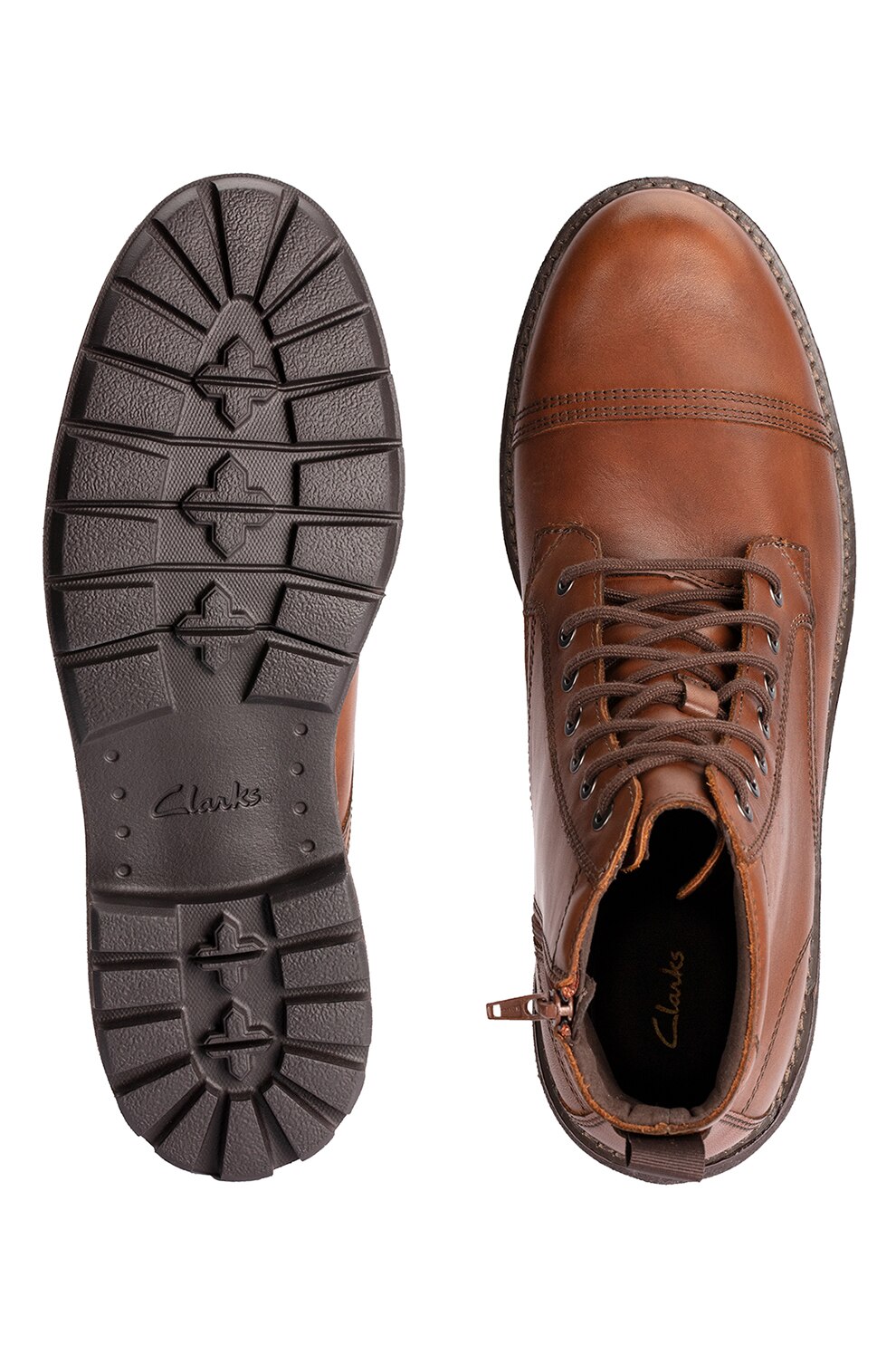 Clarks, Кожени боти Batcombe, Коняк кафяв, 8 - eMAG.bg