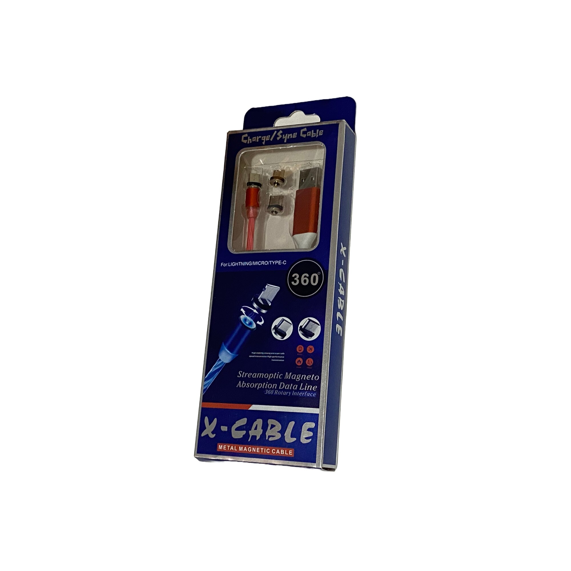 Cablu incarcare X-Cable 360, luminat LED, cu 3 capete magnetice (nu ...