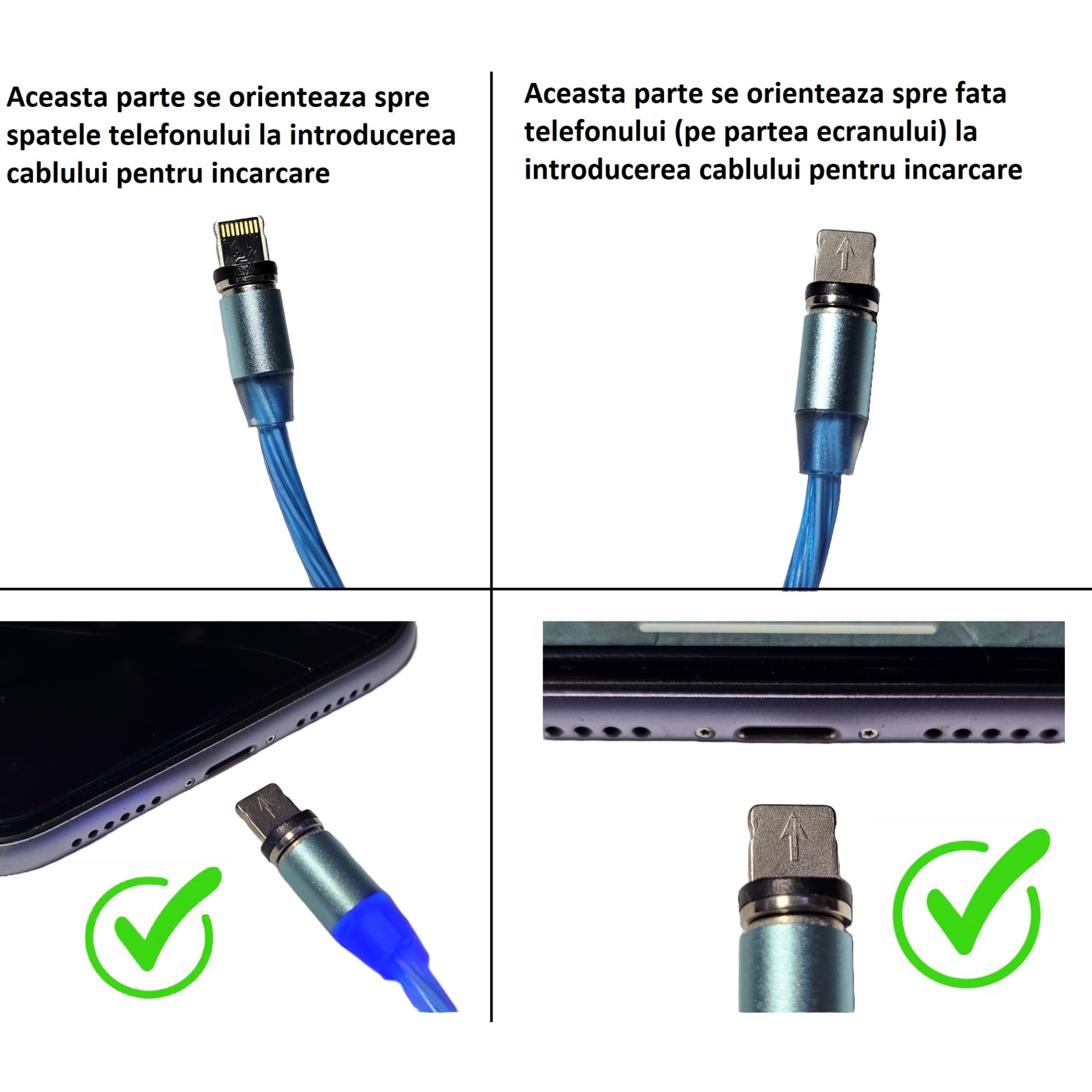 Cablu incarcare X-Cable 360, luminat LED, cu 3 capete magnetice (nu ...