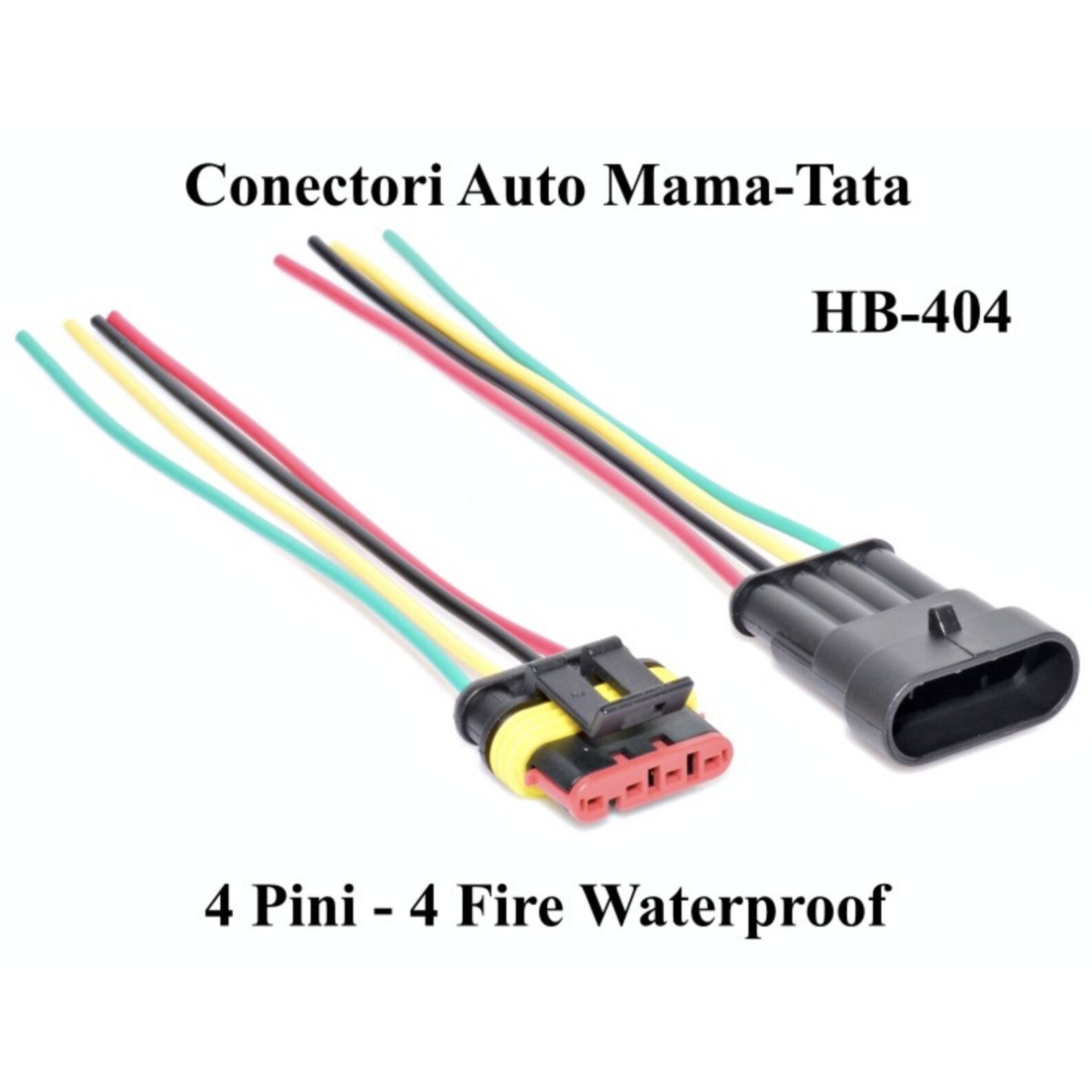 Conector auto rezistent la apa, cu 4 fire si 4 pini, lungime 13 cm ...