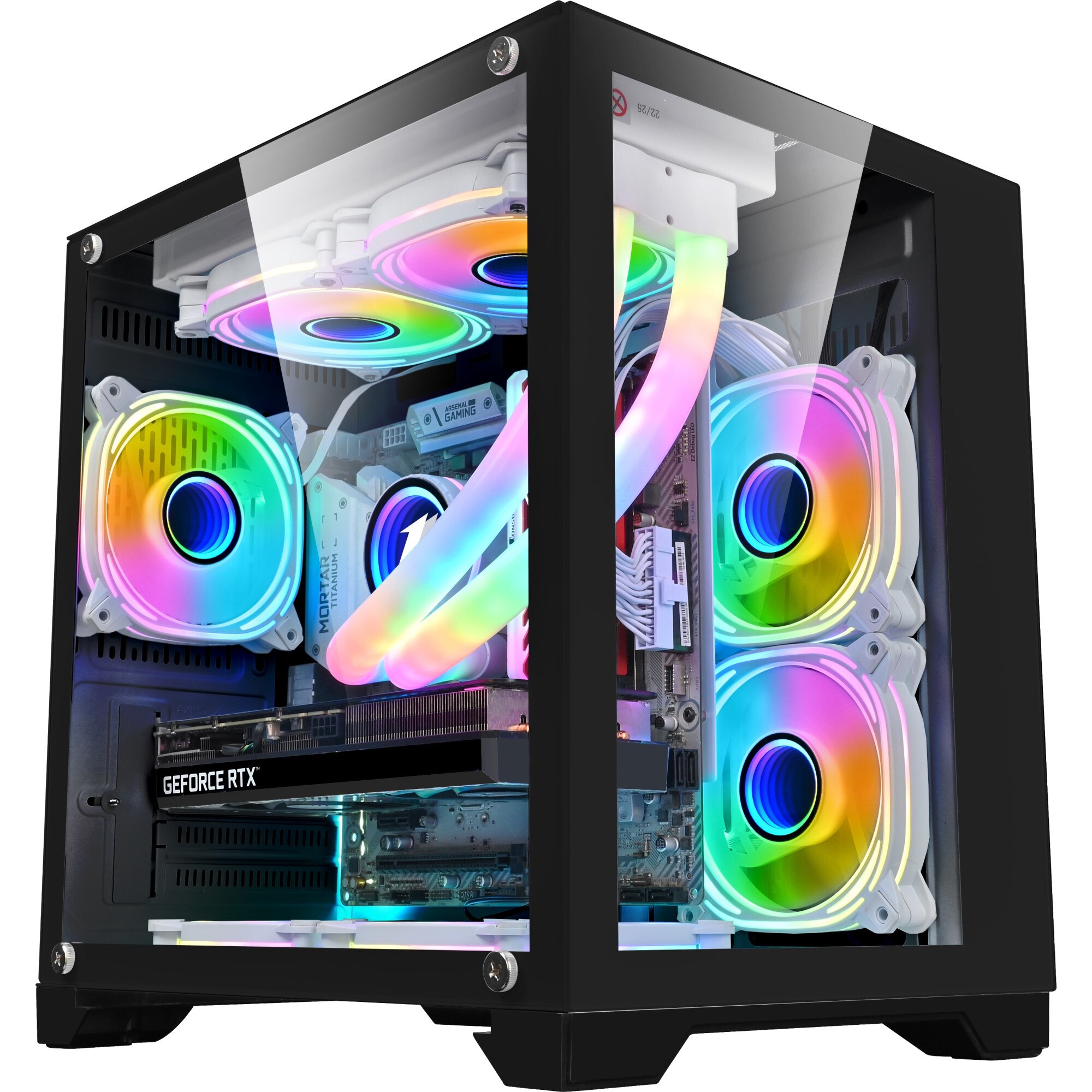 Carcasa 1STPLAYER Gaming MV5, ARGB, Cube-Tower, fara sursa, culoare neagra - eMAG.ro